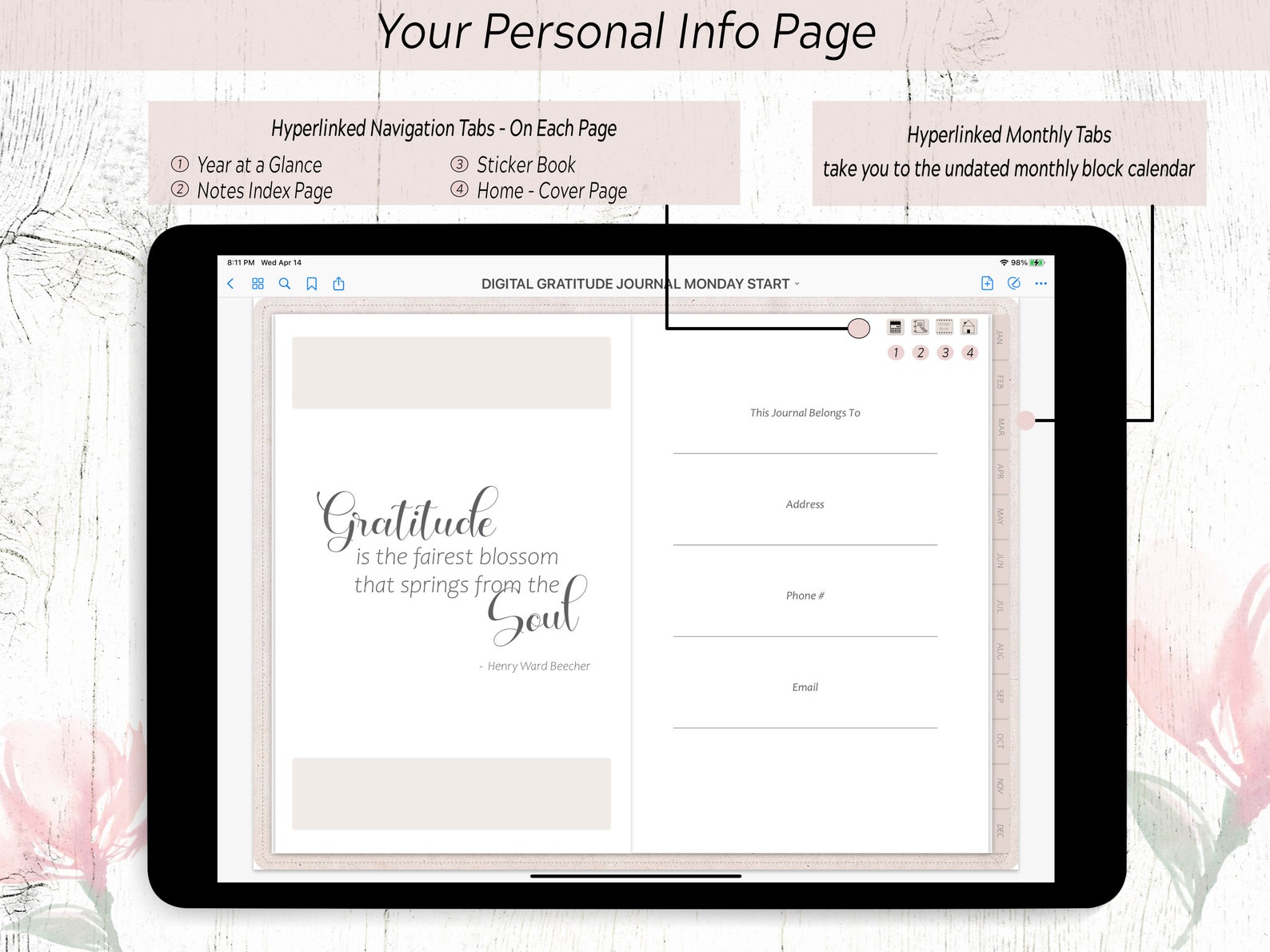 Digital Gratitude Journal With Prompts, Daily Reflection Journal for ...