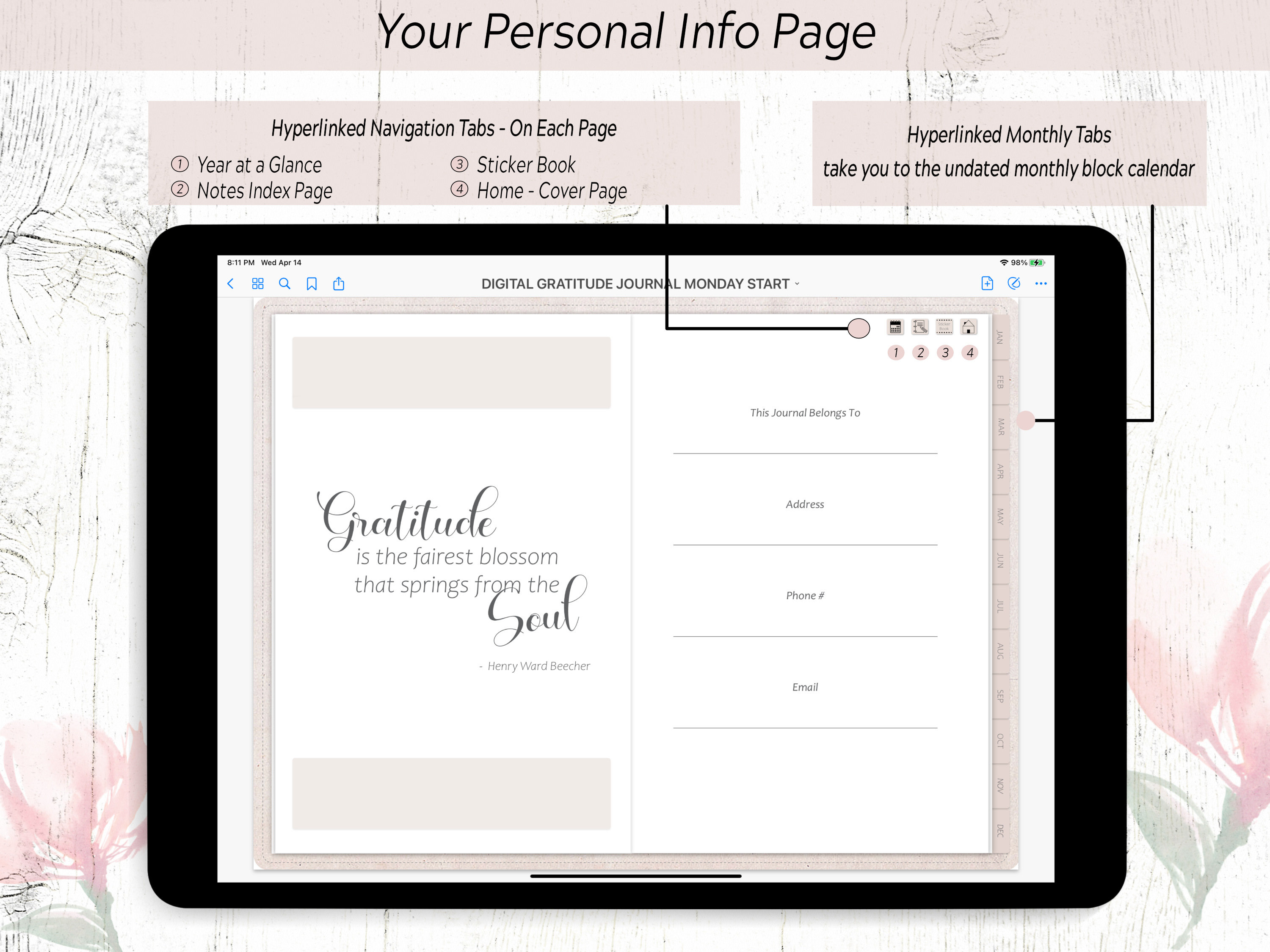 Digital Gratitude Journal With Prompts, Daily Reflection Journal for ...