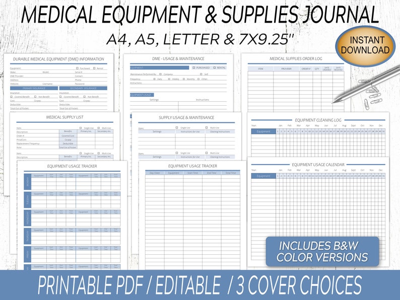 Medical Equipment & Supplies Logbook: DME Tracker (digital Download) - Etsy