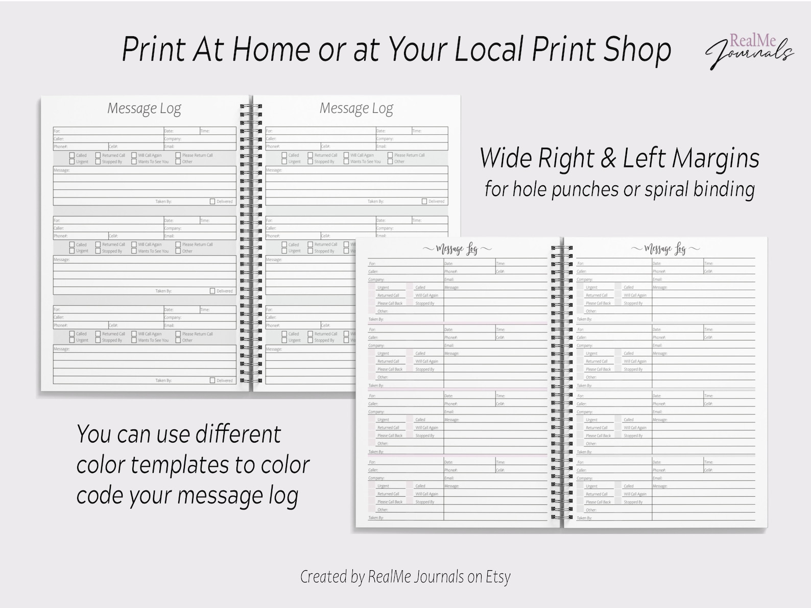 Printable Phone Message Log: Missed Call & Voicemail Template (digital ...