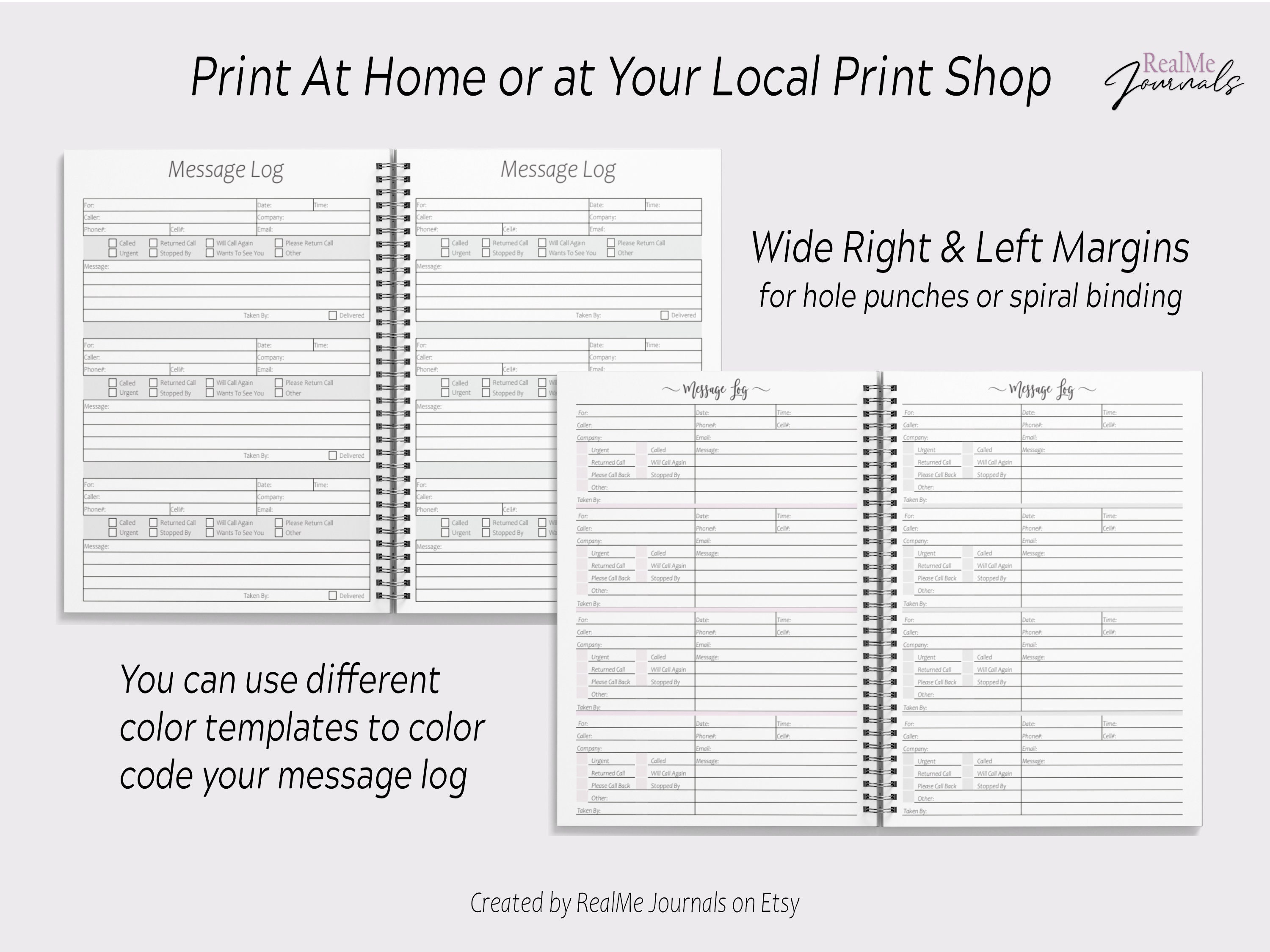 Printable Phone Message Log: Missed Call & Voicemail Template (digital ...