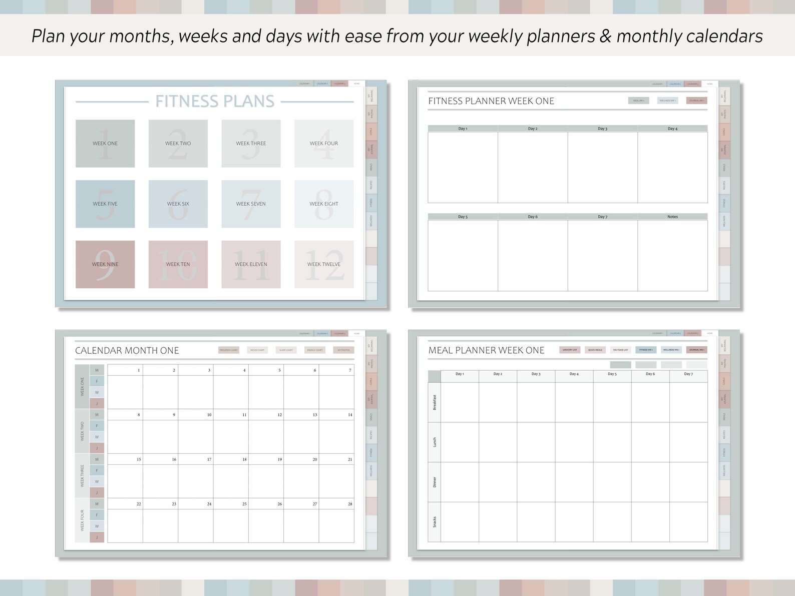 Digital Fitness Planner Goodnotes / 12 Week Digital Workout Tracker ...