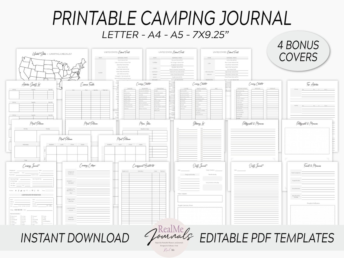 Camping Journal Printable Templates / RV Camping Journal / Camping ...