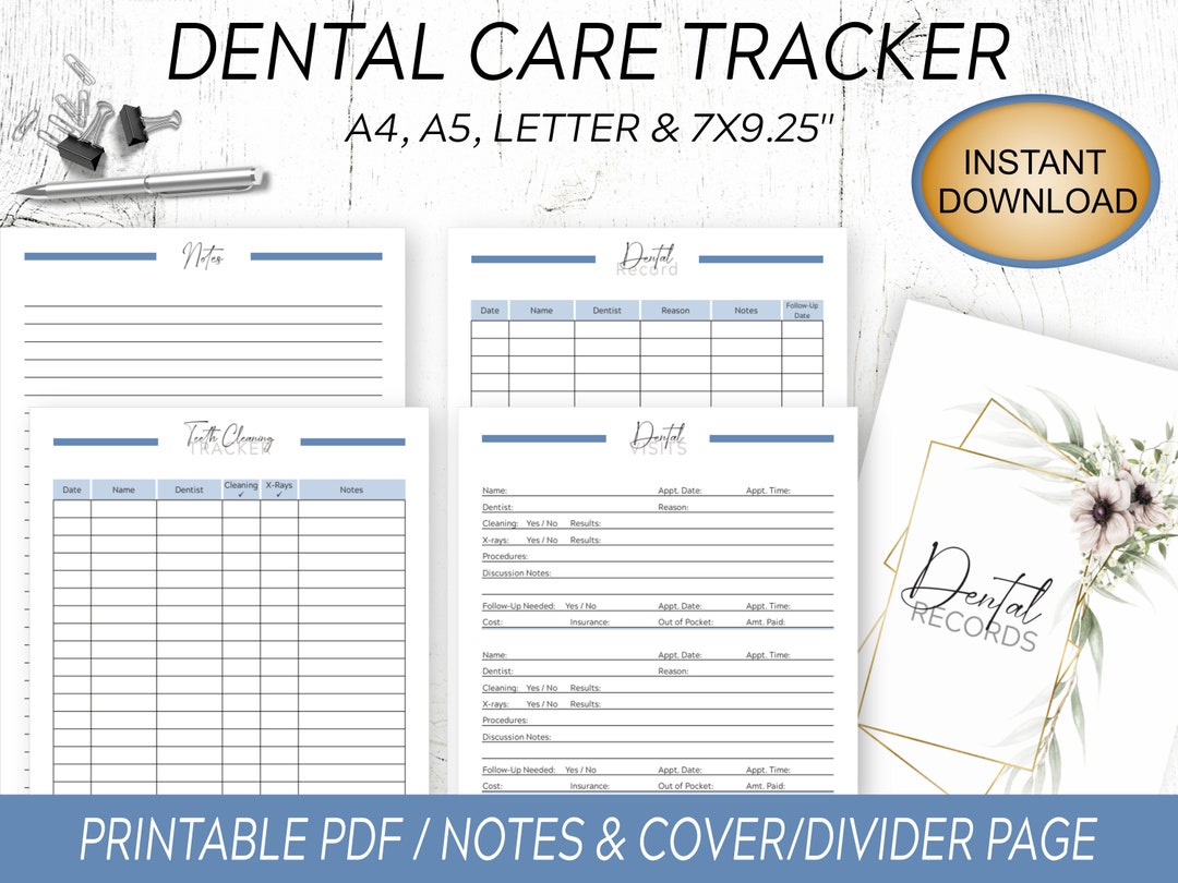 Dental Planner / Printable Dental Care Templates / Dental Appointments ...