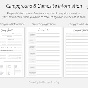 Camping Journal Printable Templates: RV Trip Planner (digital Download ...