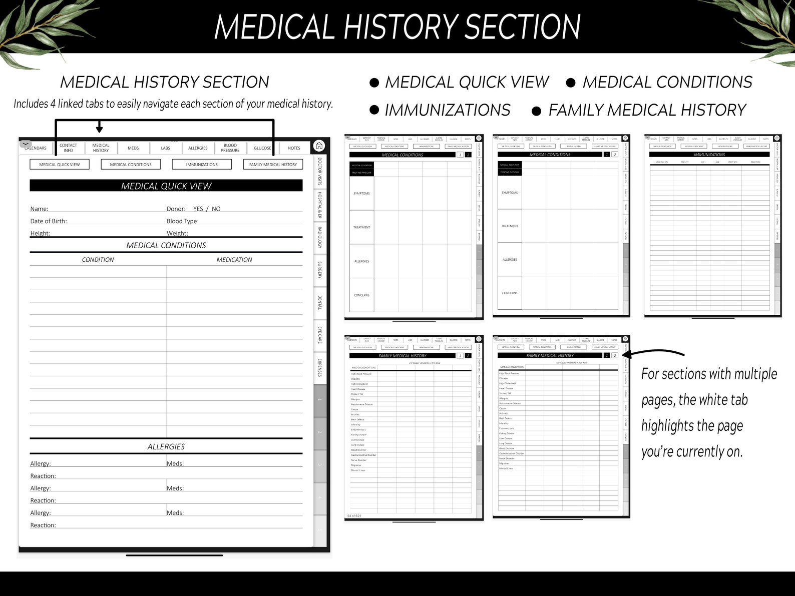Digital Medical Planner / Digital Health Tracker With 5 - Etsy