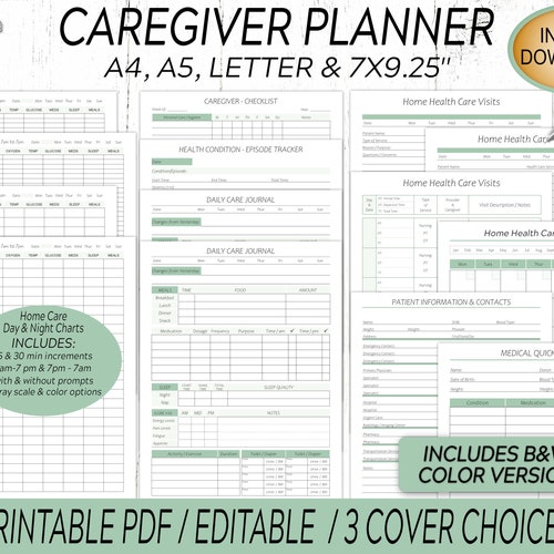 Caregiver Planner Elderly Caregiving Planner Elder Care Home - Etsy