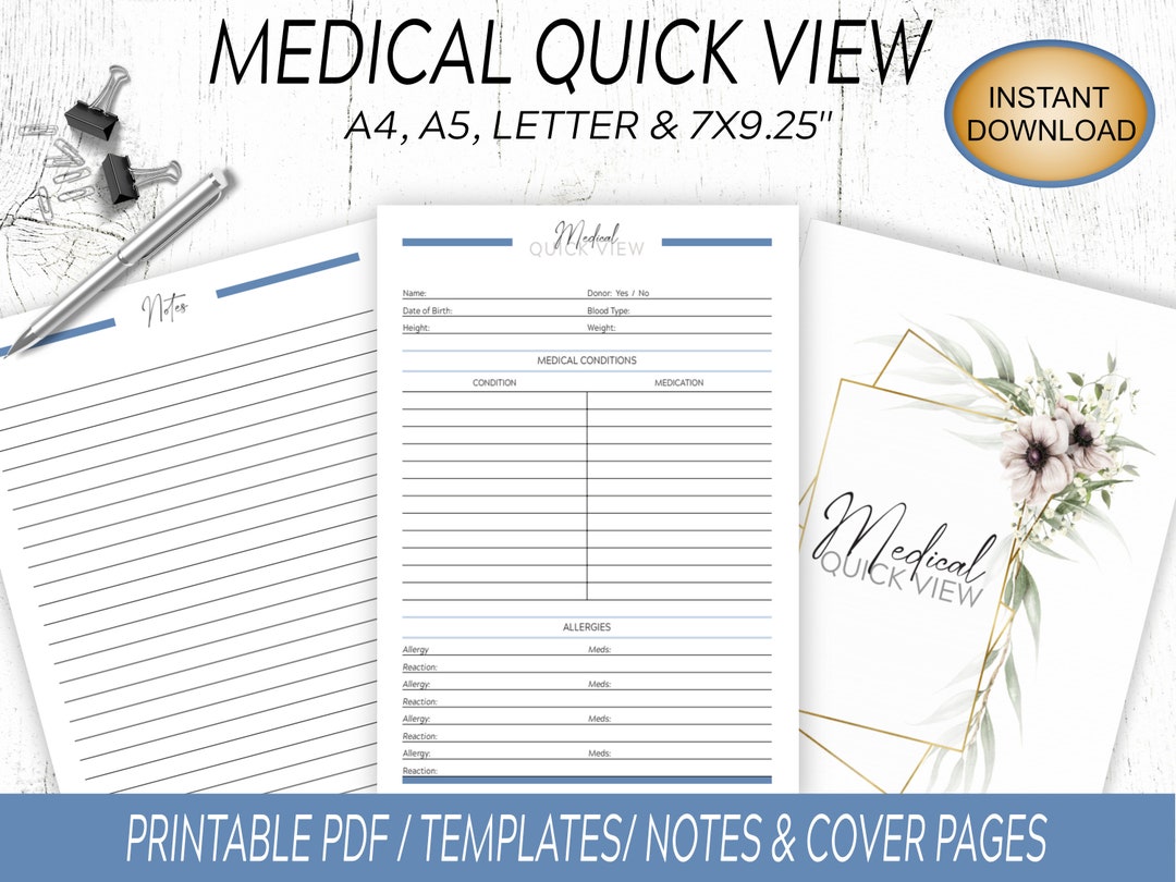 Medical Information Printable / Personal Medical History Form ...