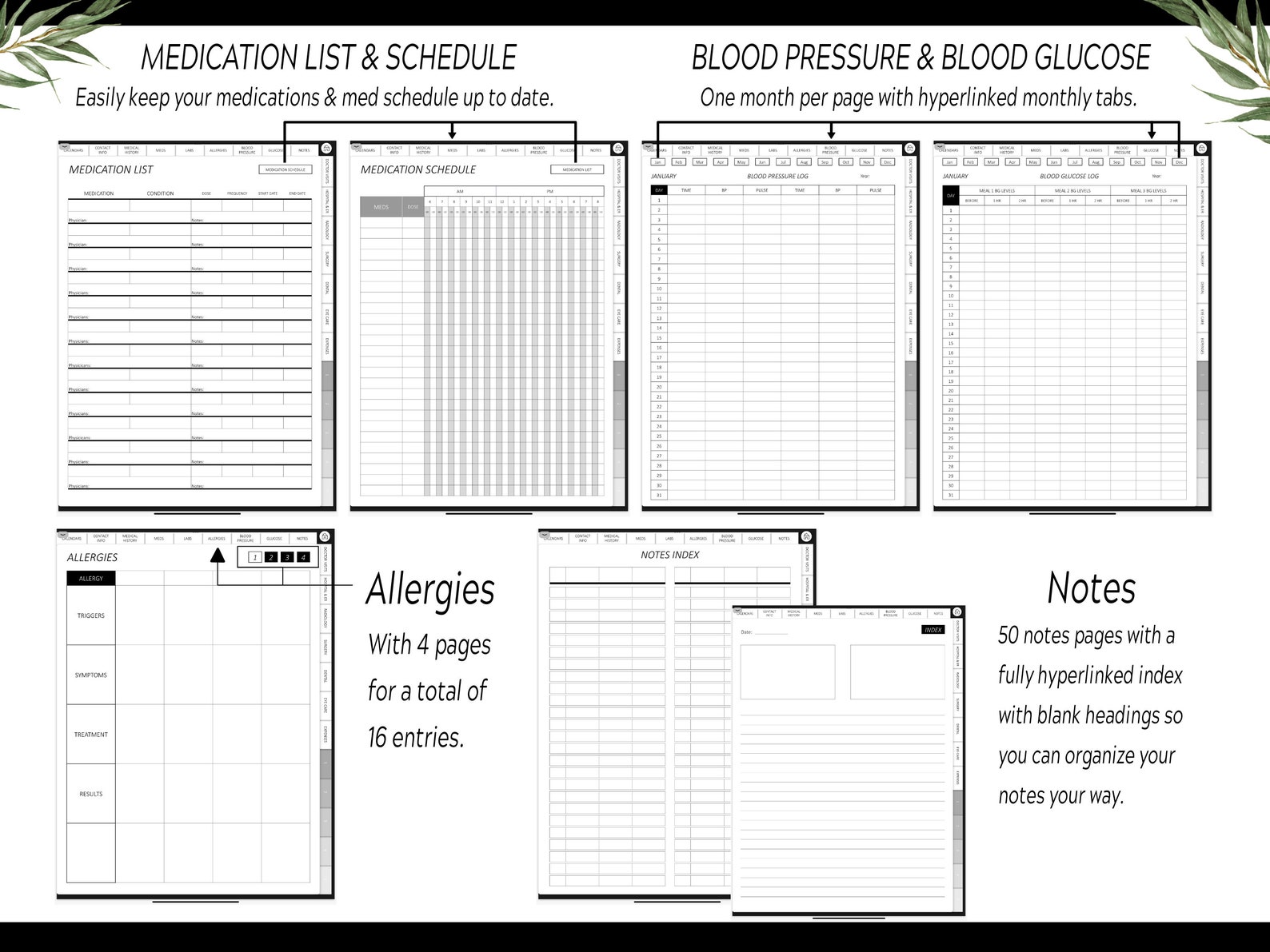 Digital Medical Planner / Digital Health Tracker With 5 - Etsy