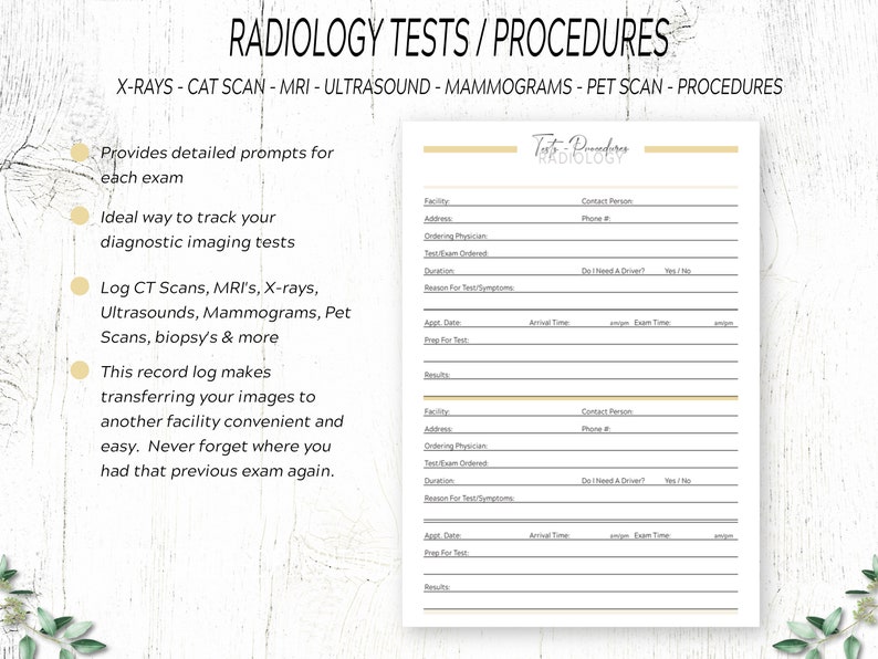 Printable Medical Templates for Radiology Tests & Procedures ...