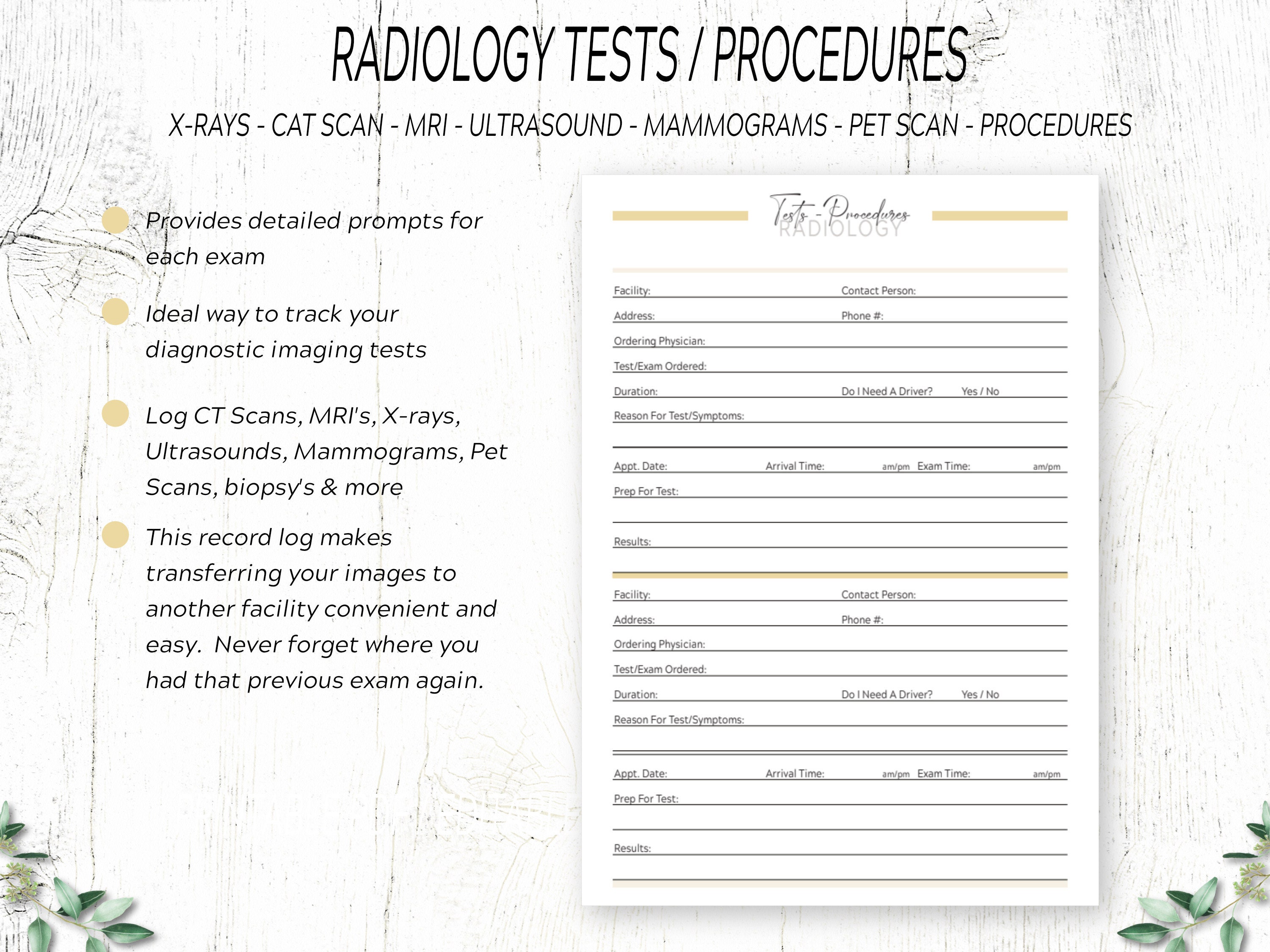 Printable Medical Templates for Radiology Tests & Procedures ...