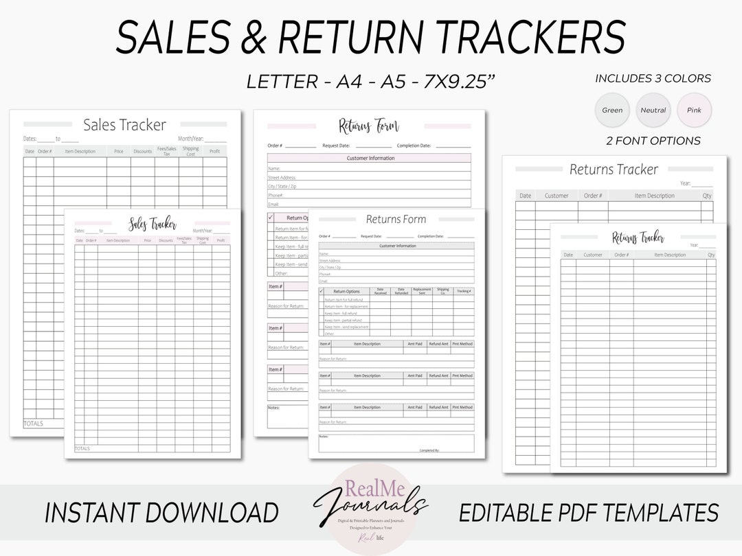 Sales Tracker Printable / Sales Tracker for Small Business / Order Tracker Template / Returns ...