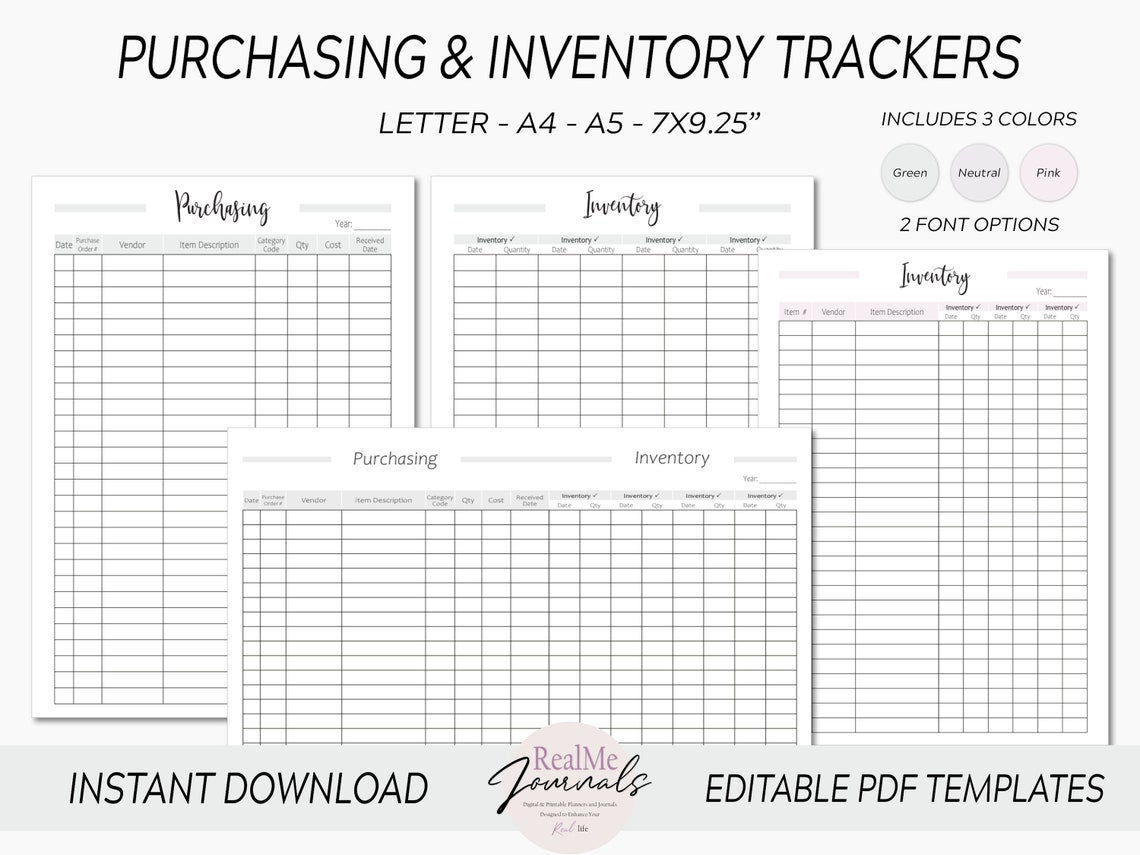 Printable Inventory Template / Inventory Management Trackers ...