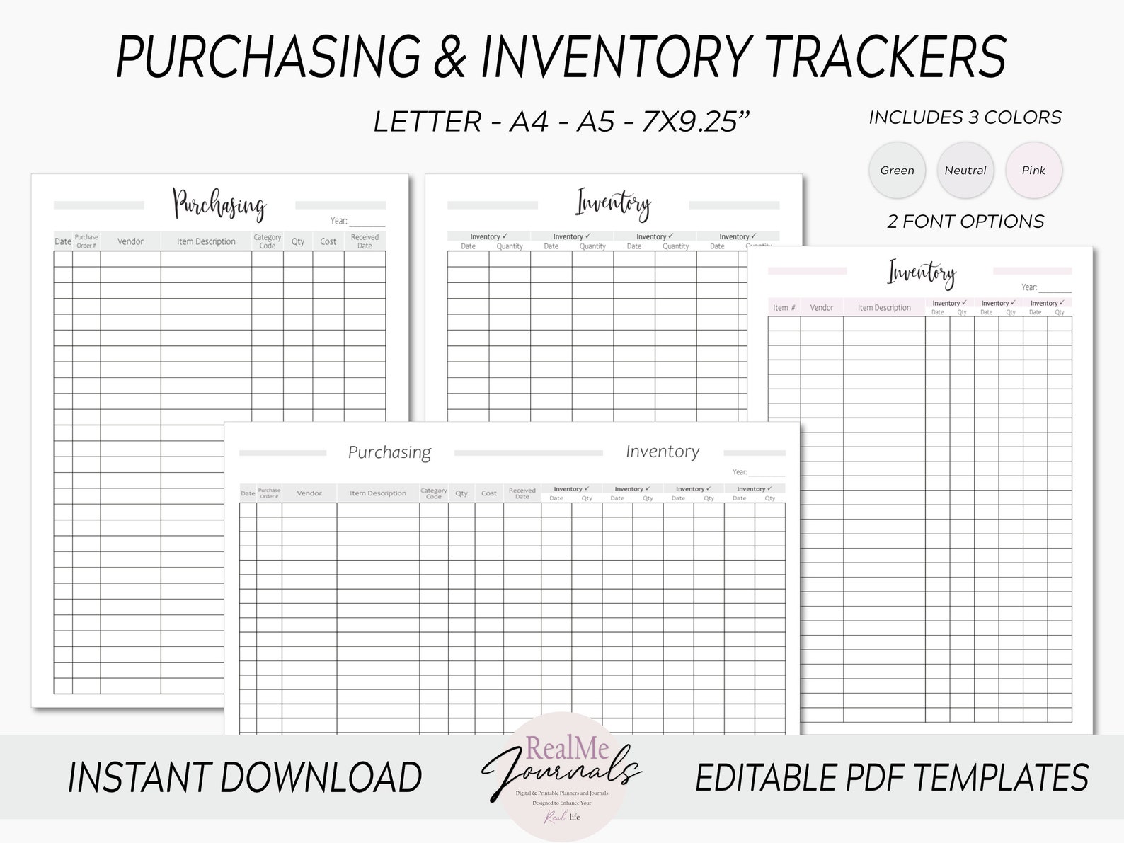 Printable Inventory Template / Inventory Management Trackers ...