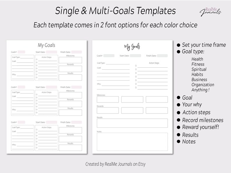Printable Goal Planner Templates: Personal & Professional (digital ...
