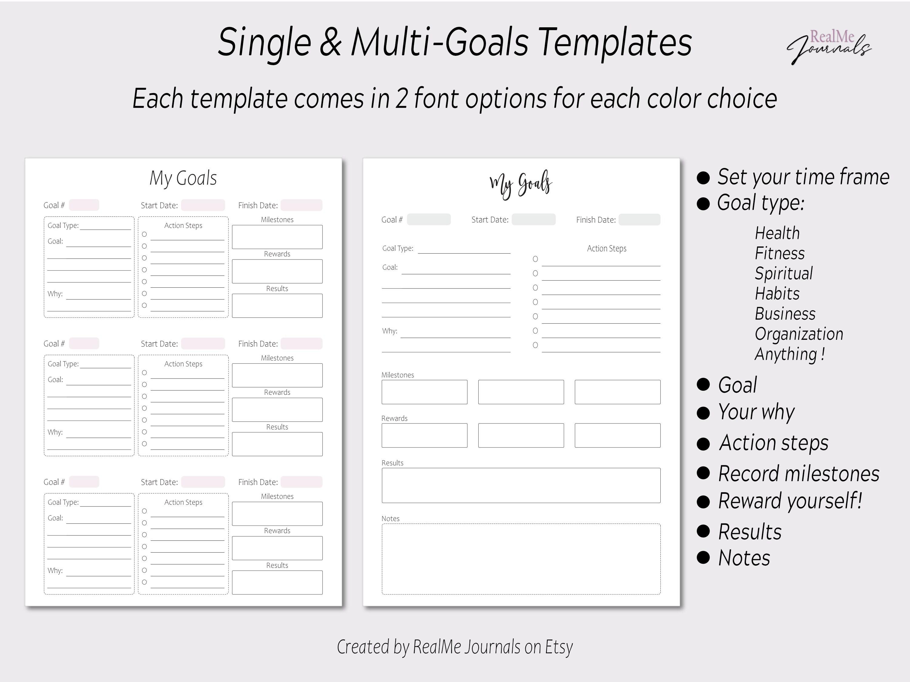 Printable Goal Planner Templates: Personal & Professional (digital ...