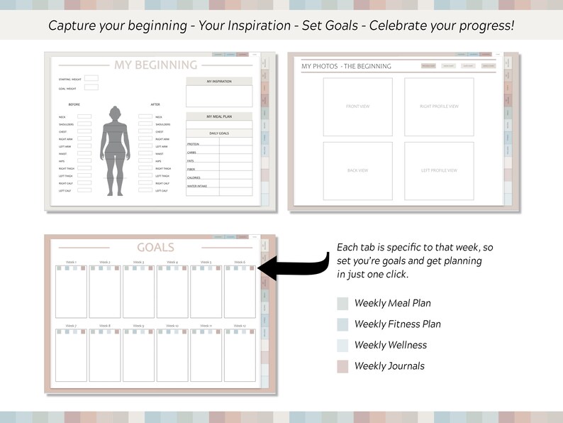 Digital Fitness Planner Goodnotes / 12 Week Digital Workout Tracker ...