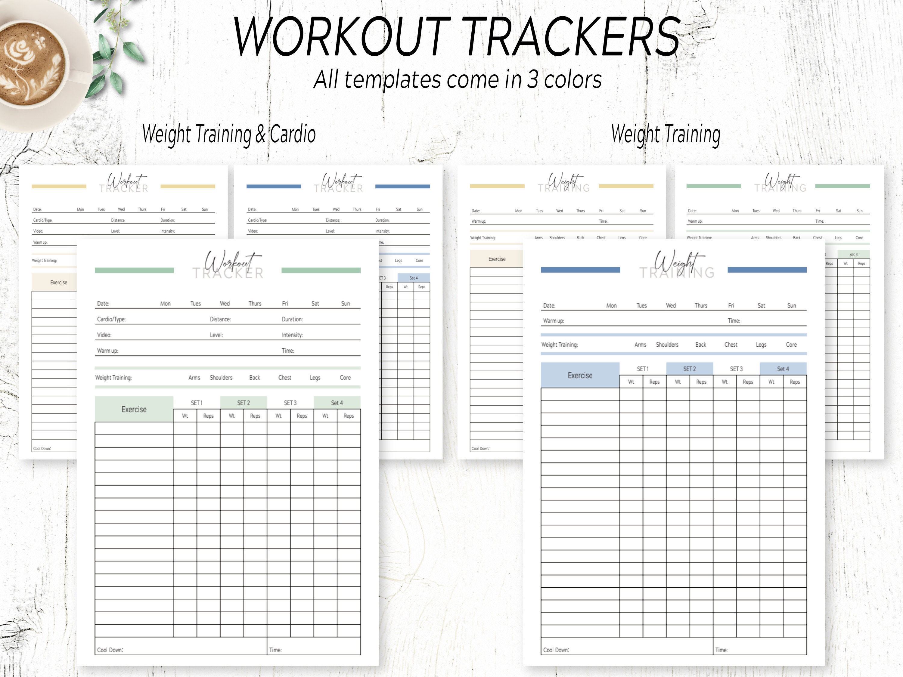 Fitness Planner Printable / Workout Tracker With Exercise Schedule ...