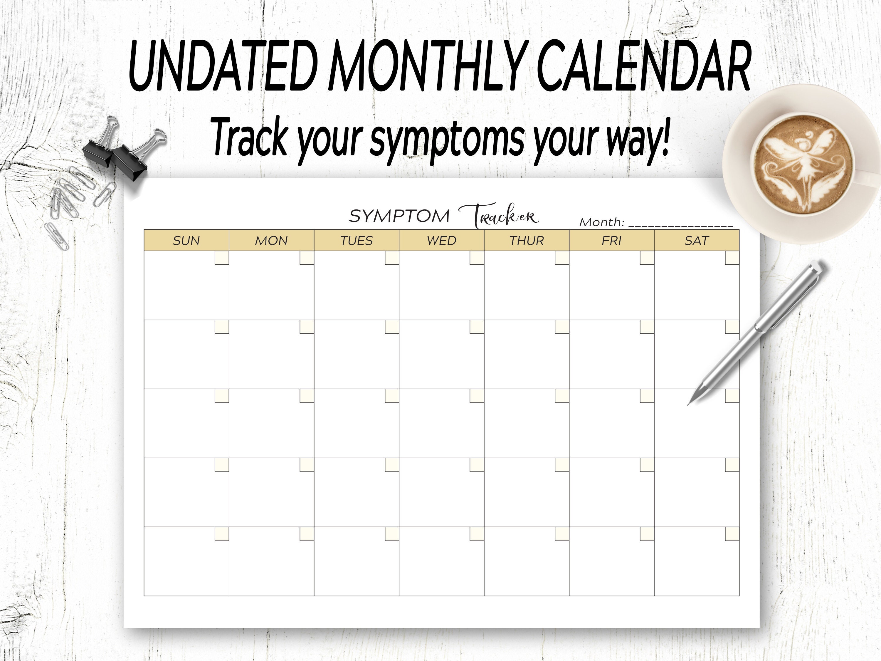 Daily Wellness Journal Monthly Symptom Tracker Pain | Etsy