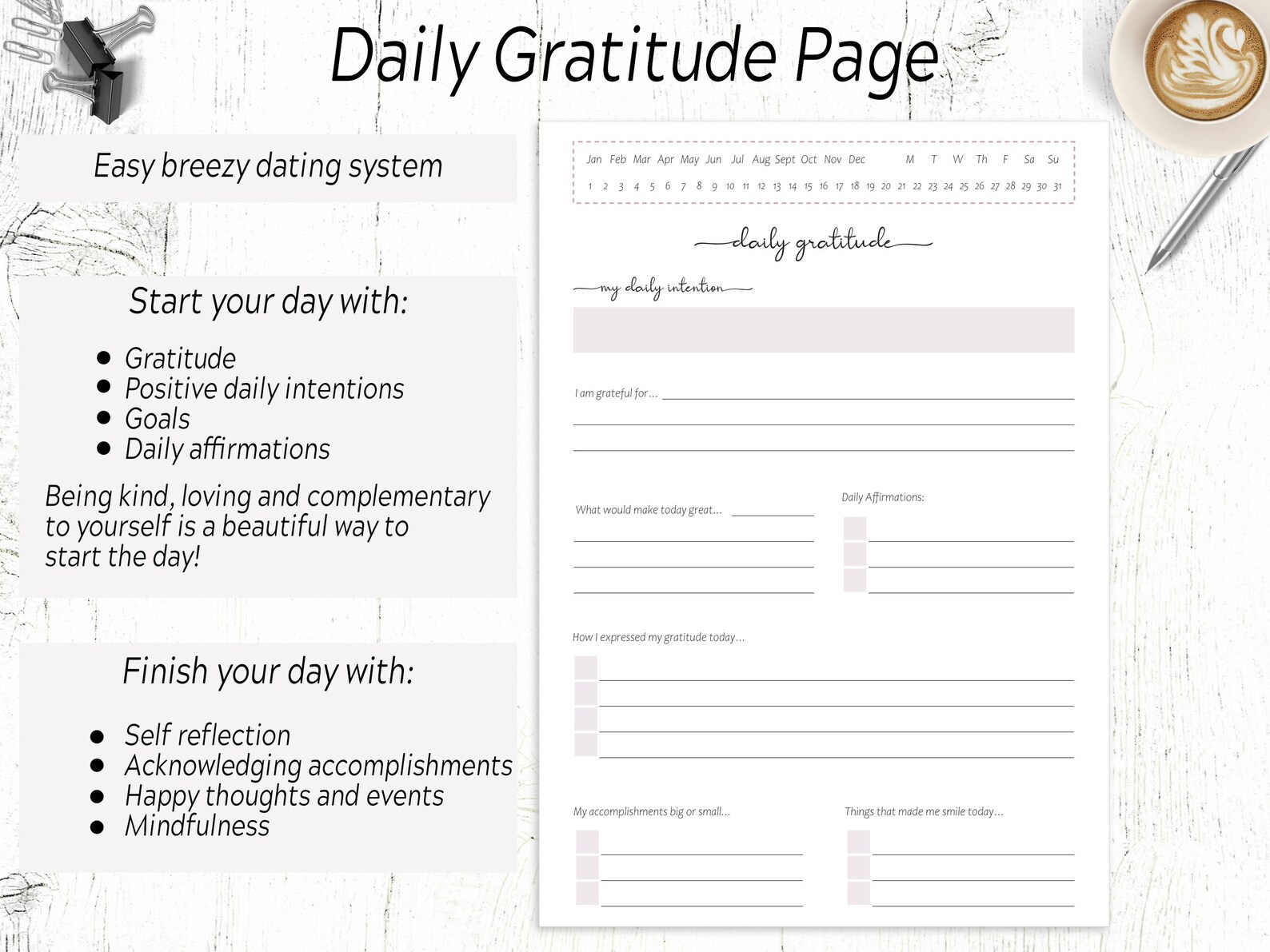 Daily Gratitude Journal / Morning Evening & Daily Gratitude Printables ...