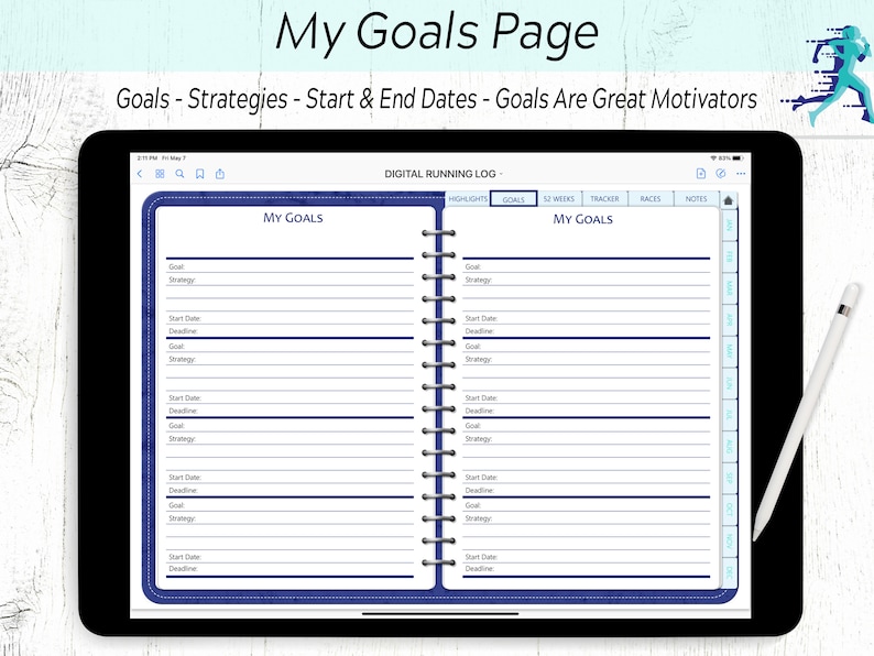 Digital Running Log: 365 Day Journal for Goodnotes & Notability (PDF ...