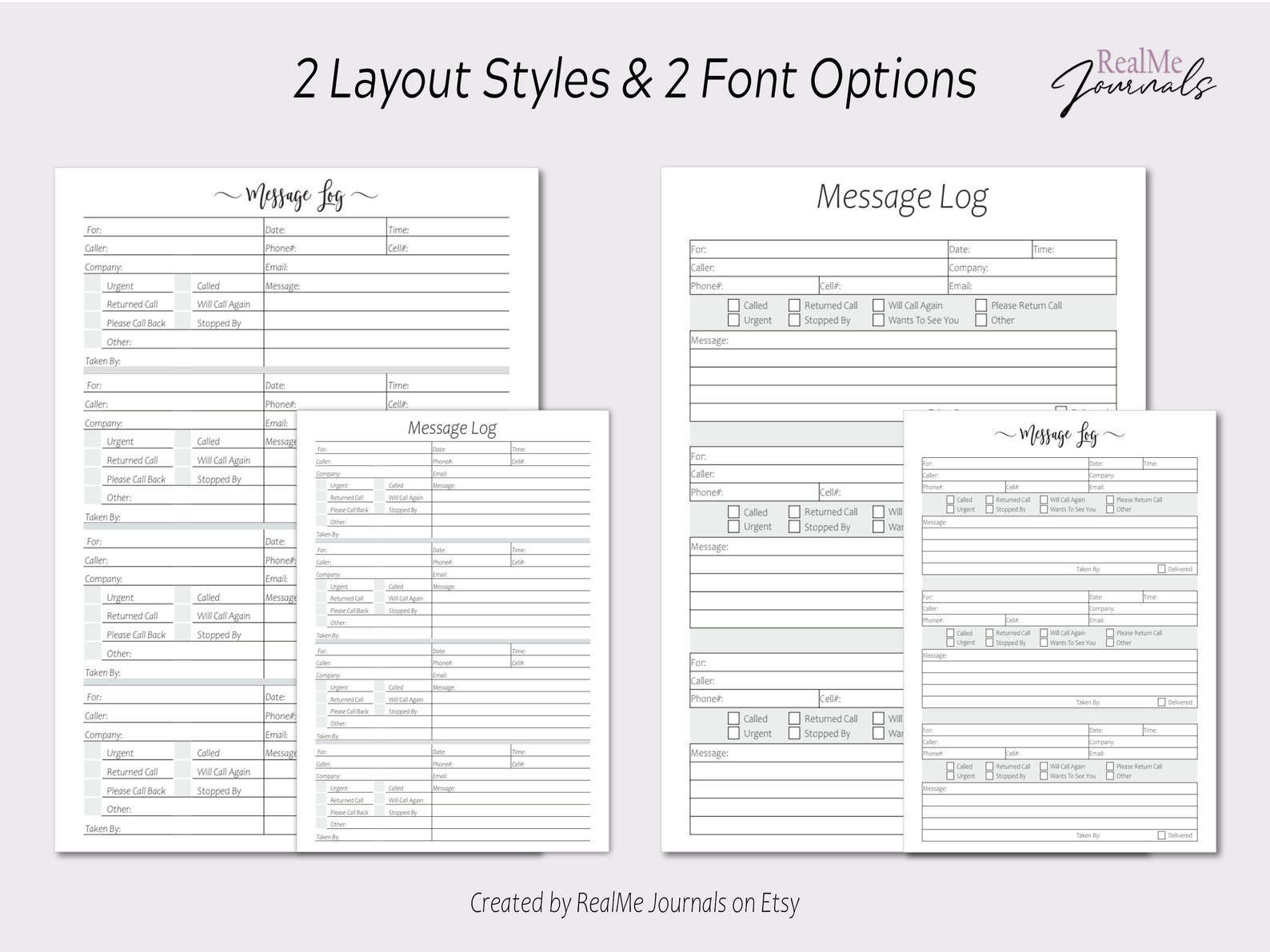 Printable Phone Message Log: Missed Call & Voicemail Template (digital ...
