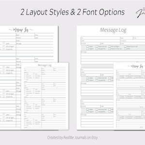 Printable Phone Message Log: Missed Call & Voicemail Template (digital ...