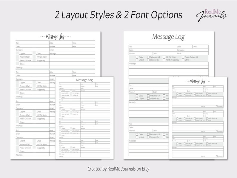 Printable Phone Message Log: Missed Call & Voicemail Template (digital ...