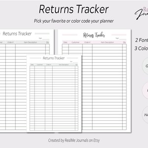 Sales Tracker Printable / Sales Tracker for Small Business / Order Tracker Template / Returns ...