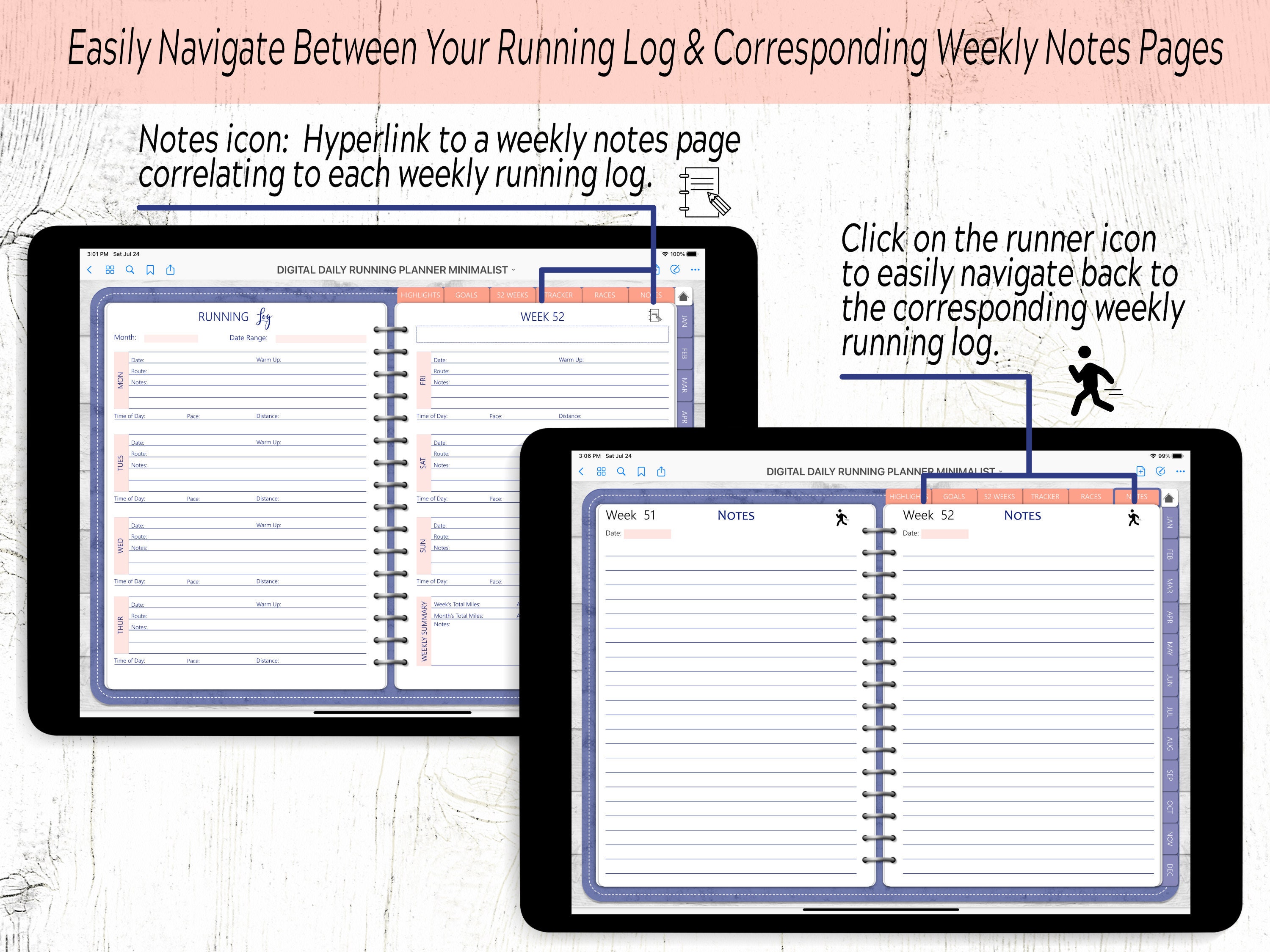 Digital Running Planner / 365 Day Running Journal / Marathon - Etsy