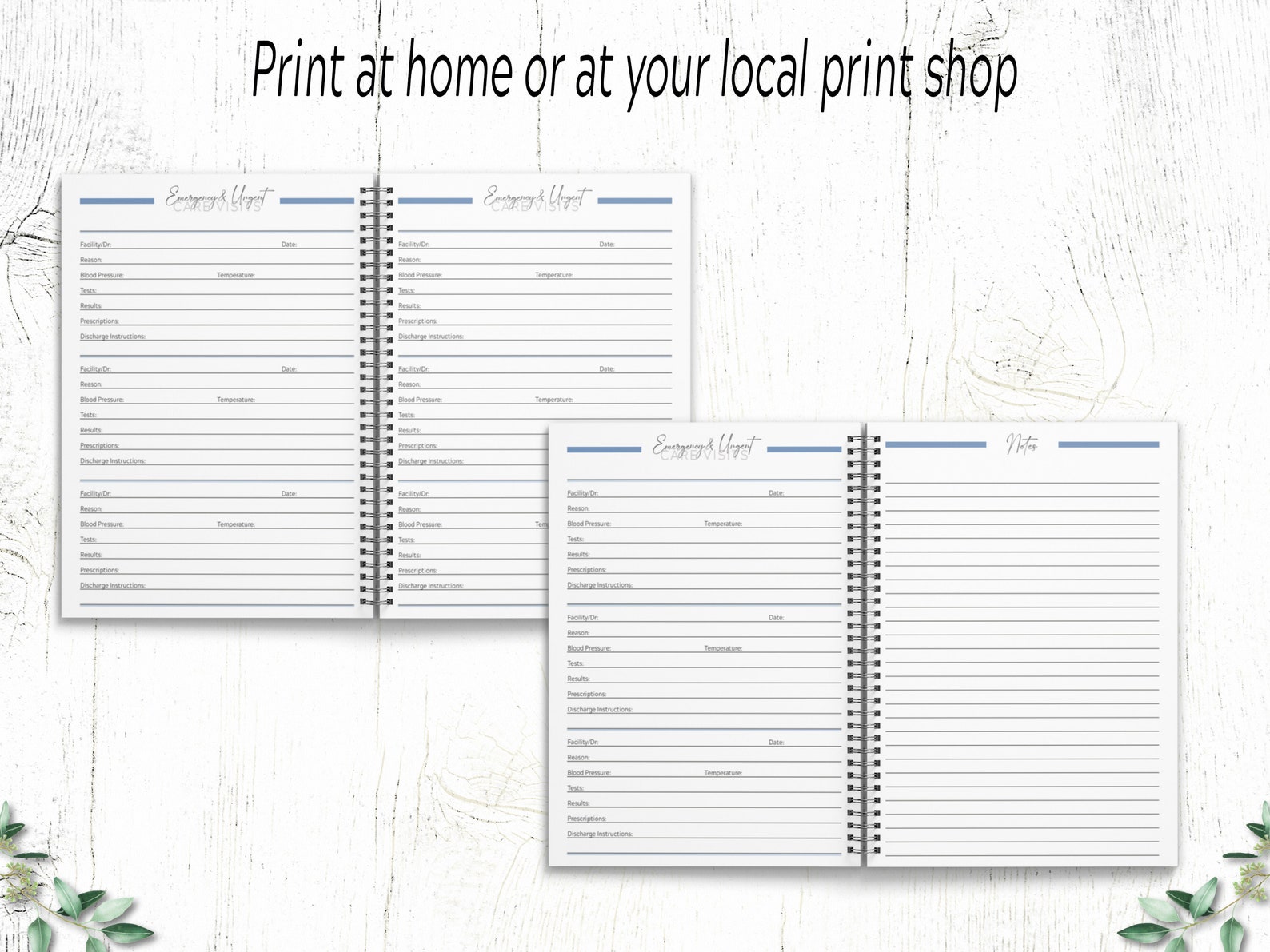 Urgent Care Notes / Printable Emergency Room & Urgent Care Visit ...