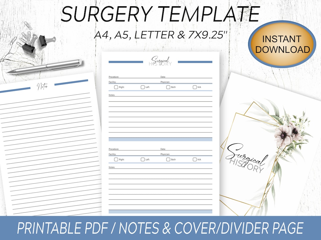 Surgery Tracker: Printable Medical Journal Template (PDF) - Etsy