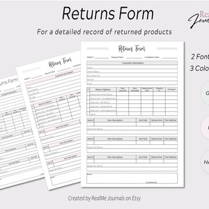 Sales Tracker Printable: Small Business Order & Return Forms (digital ...