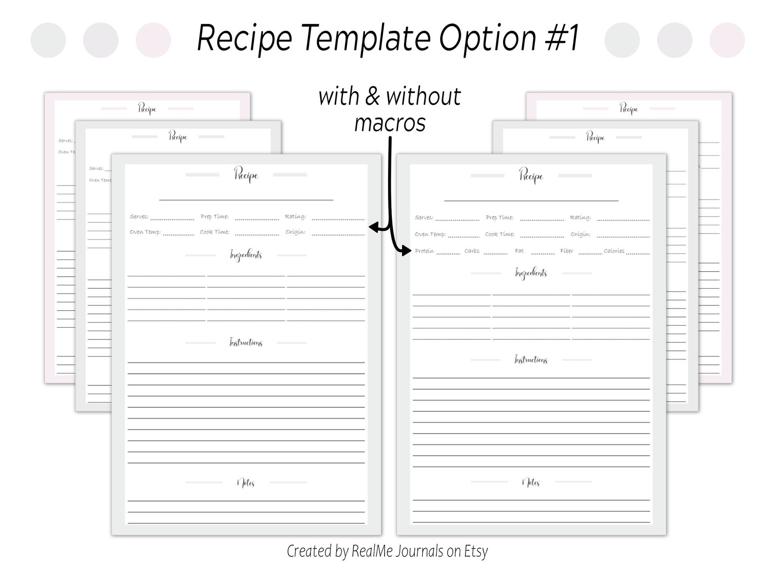 Printable Recipe Templates / DIY Recipe Book / Blank Recipe Pages ...