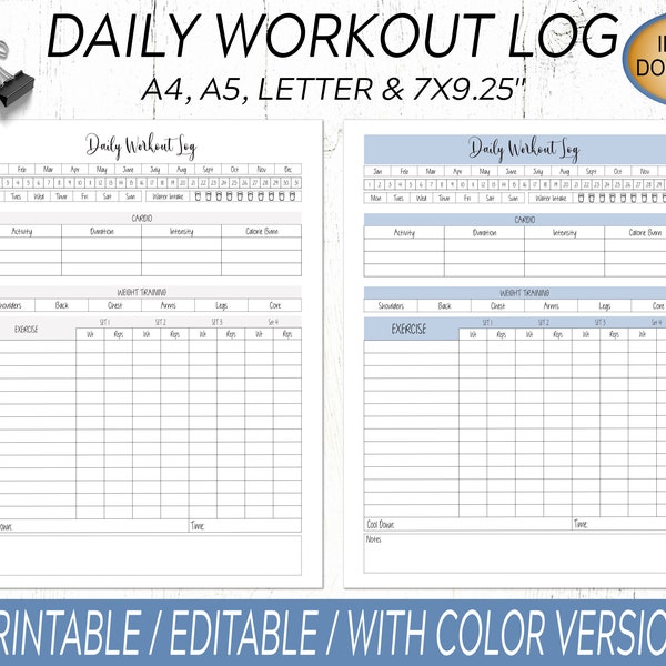 Workout Log - Etsy