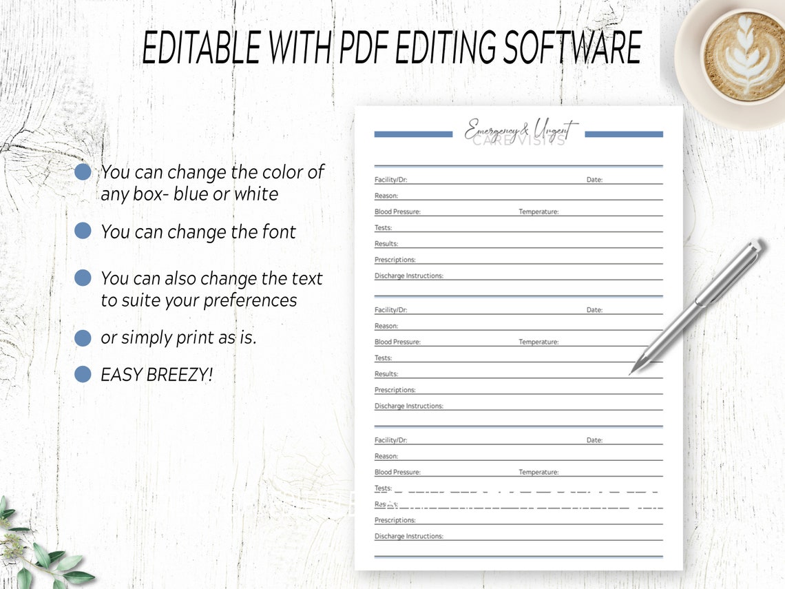 Urgent Care Visit Template: Printable Medical Notes & Cover (PDF) - Etsy