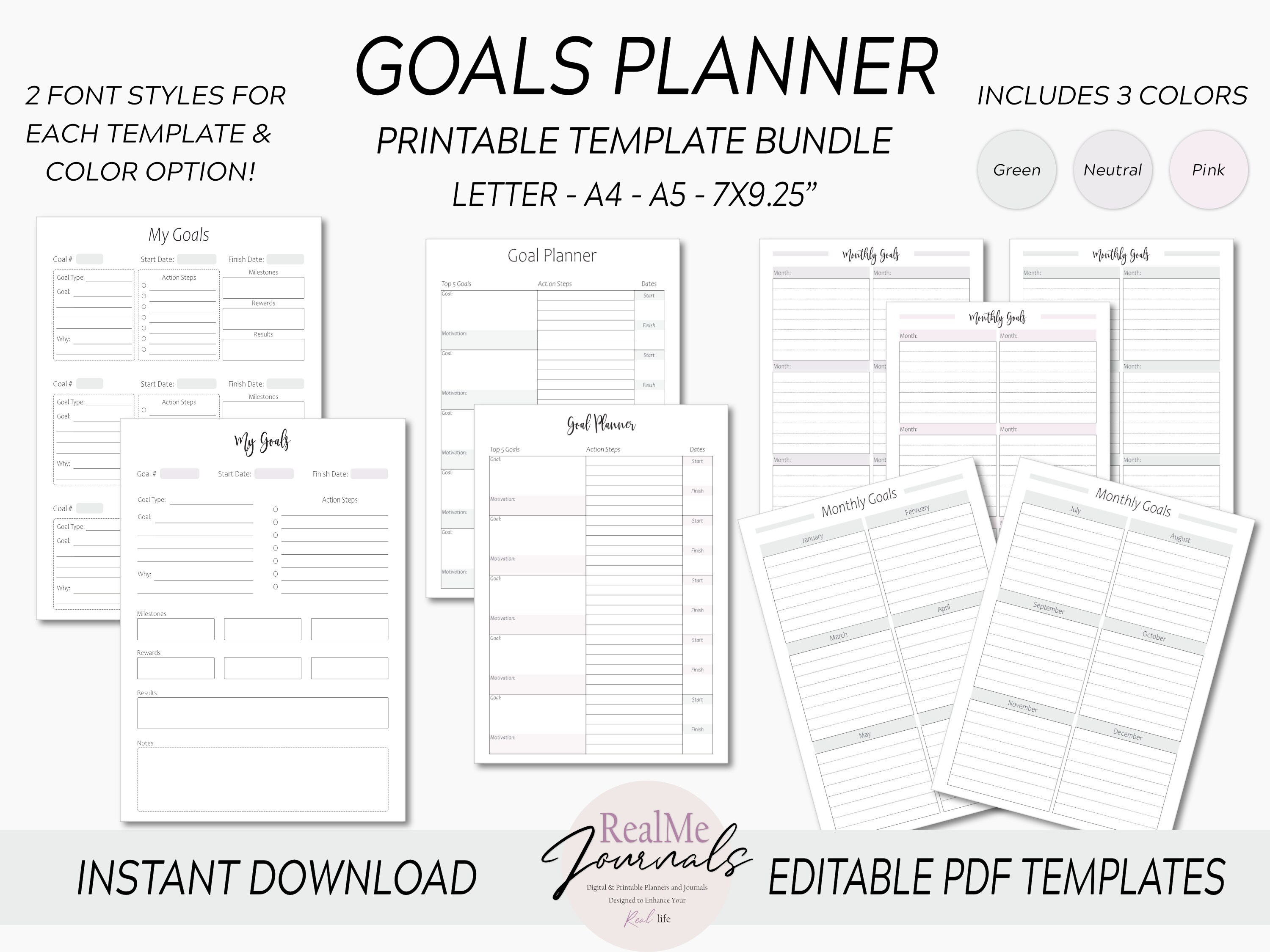 Printable Goal Planner Templates: Personal & Professional (digital ...