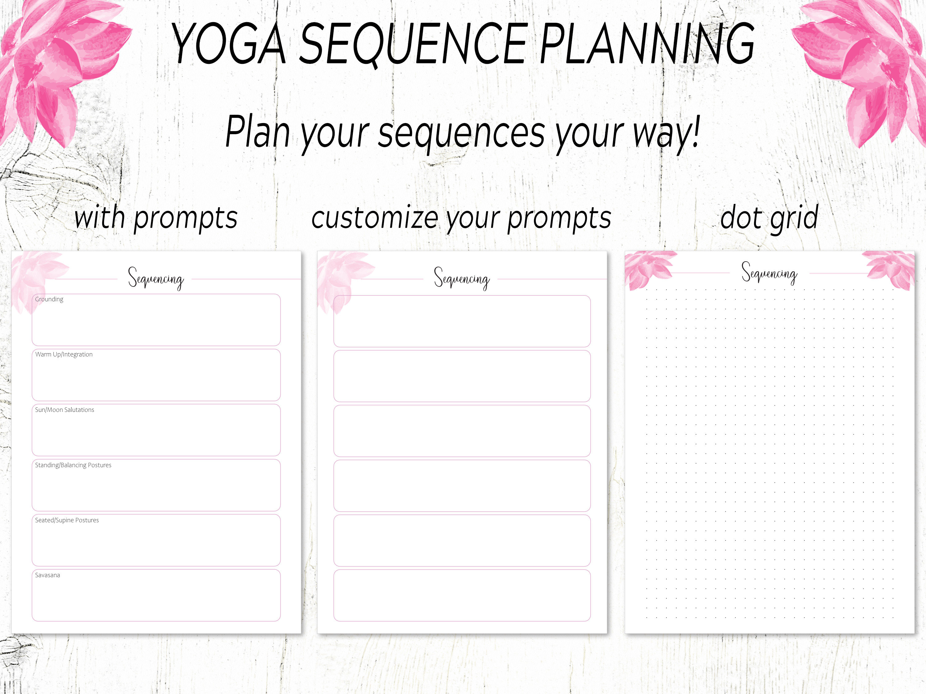 Yoga Teacher Planner / Yoga Sequence Planner / Printable Yoga Class ...