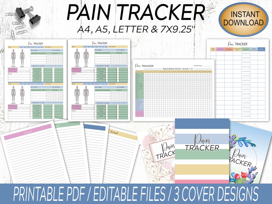 Pain Tracker / Chronic Pain Journal With Pain Chart & Pain Scale ...
