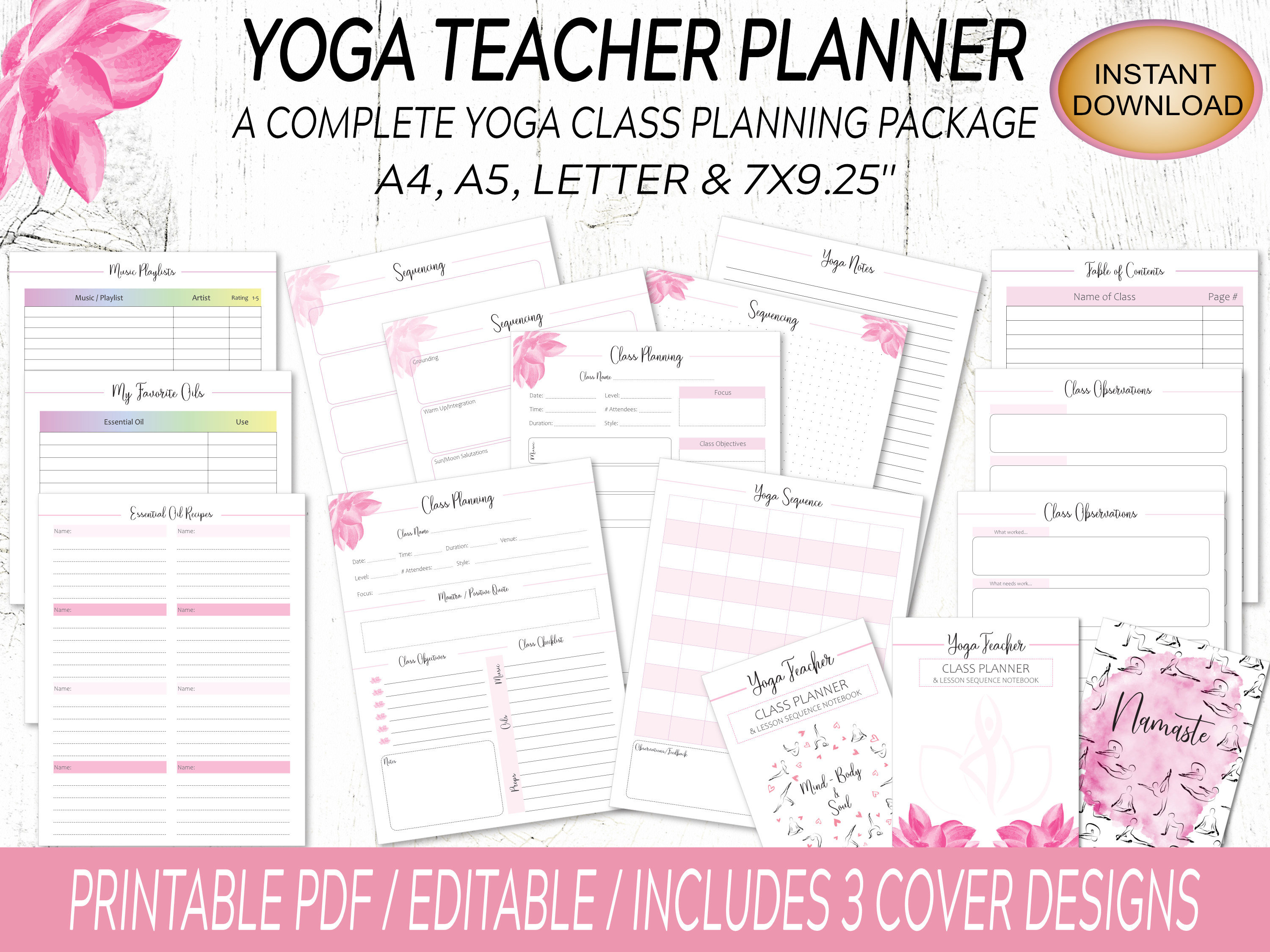 Yoga Teacher Planner / Yoga Sequence Planner / Printable Yoga Class ...