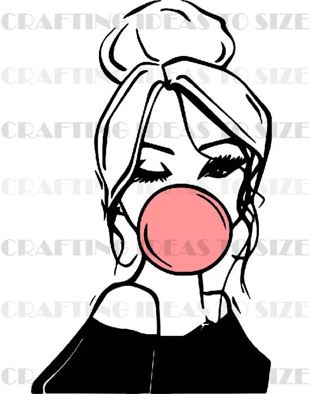Bubble Gum Girl SVG, PNG, JPEG Files Instant Download - Etsy