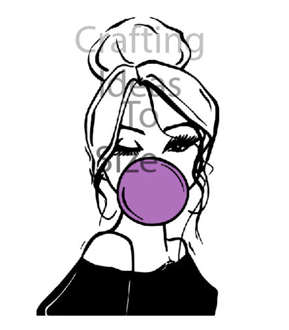 Bubble Gum Girl SVG PNG JPEG Files Instant Download - Etsy