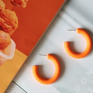 Orange Hoop Earrings - Etsy