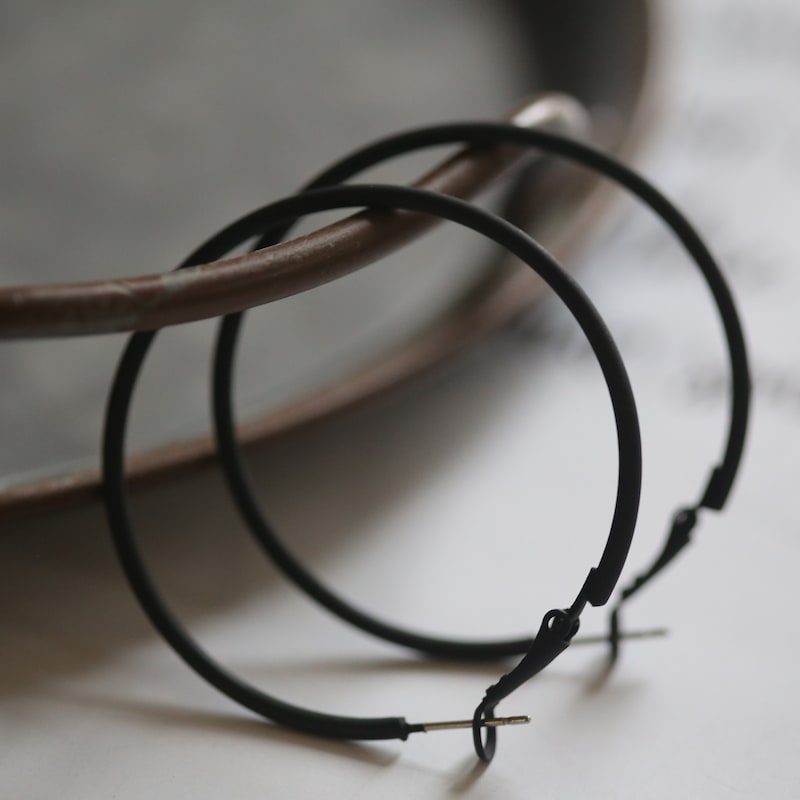 Black Hoop Earrings - Etsy