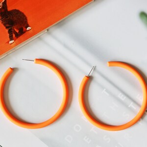Orange Hoop Earrings - Etsy