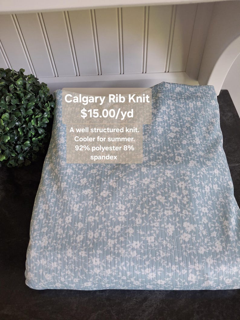 Blue Rib Knit Fabric - Etsy