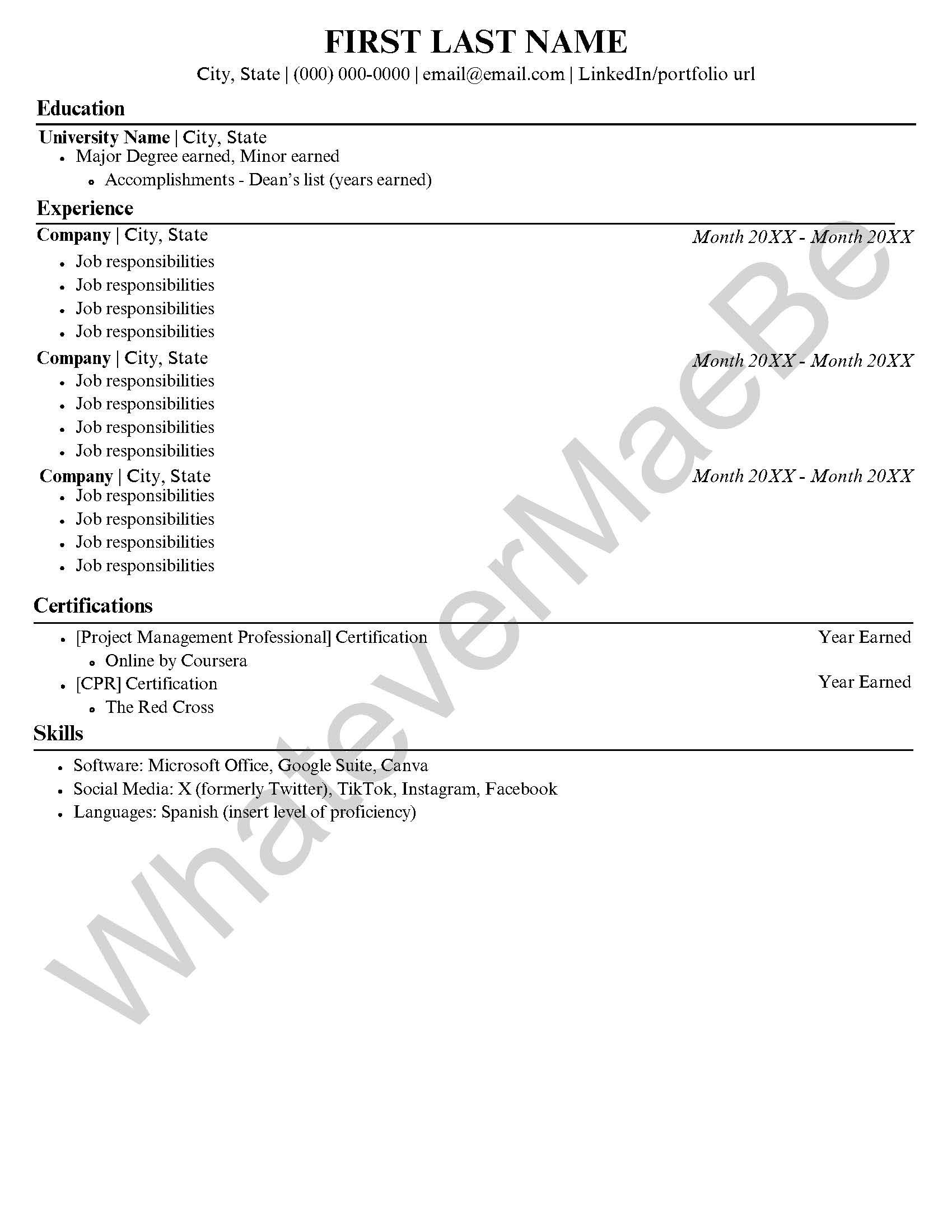 Basic Resume Template - Etsy