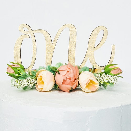 Floral One Cake Topper First Birthday Props Cake Topper Etsy