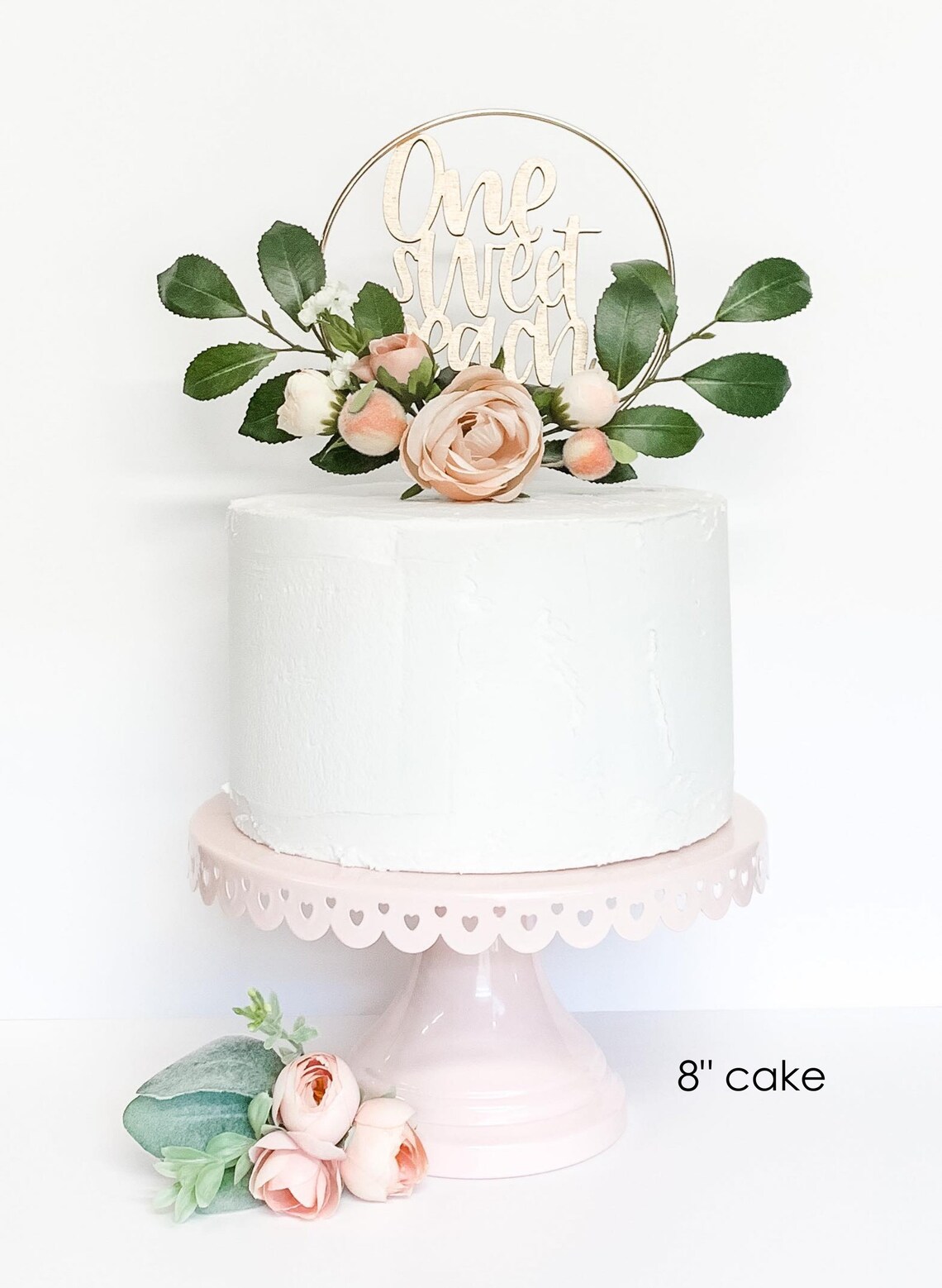 Peach Cake Topper Floral Hoop Topper Sweet As A Peach | Etsy