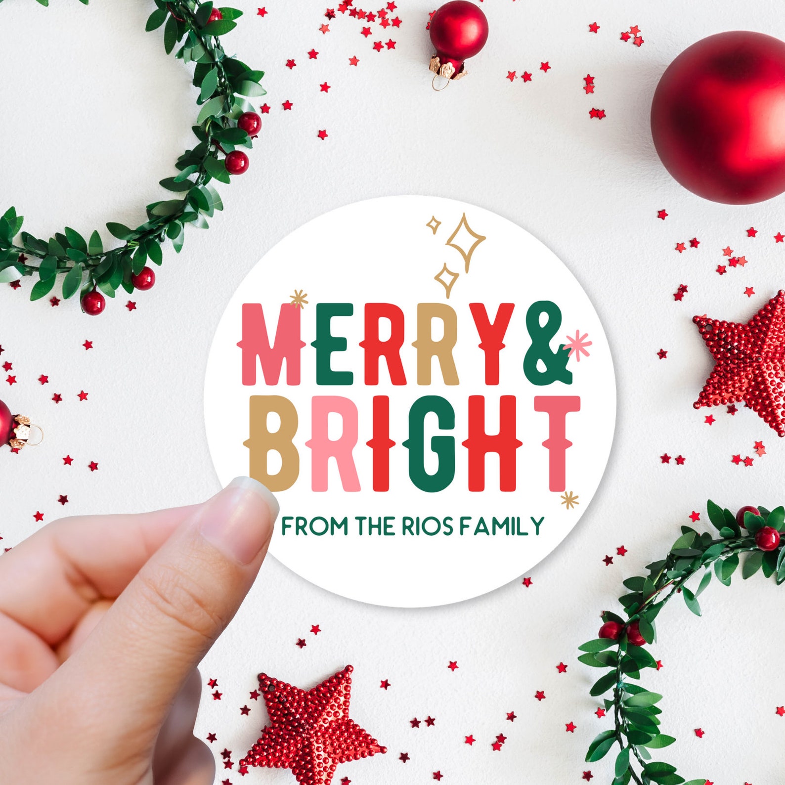 Personalized Merry & Bright Sticker Sheet Christmas Stickers - Etsy